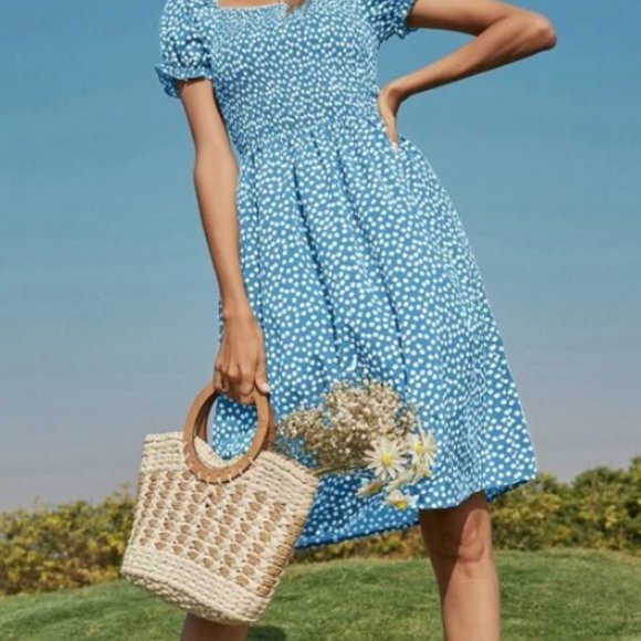 Dresses | Blue Floral Sun Dress Brand New | Poshmark